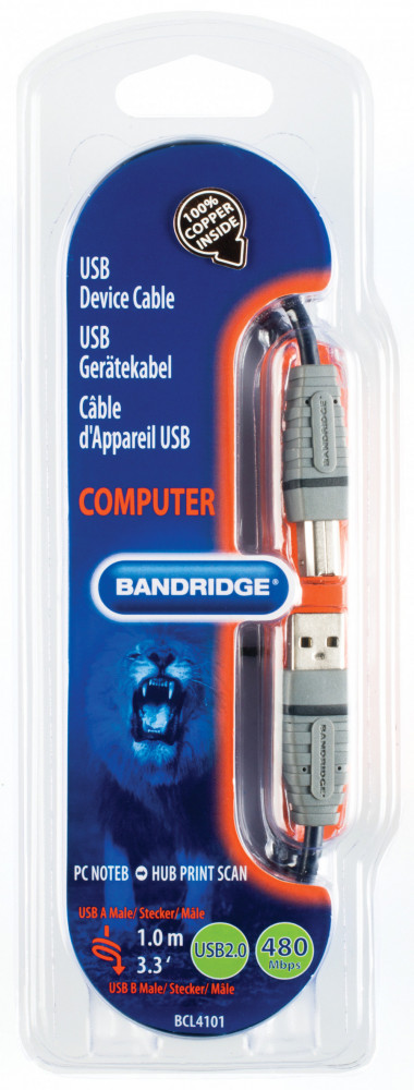 Bandridge BANDRIDGE USB-A till USB-B 1m - kungstv