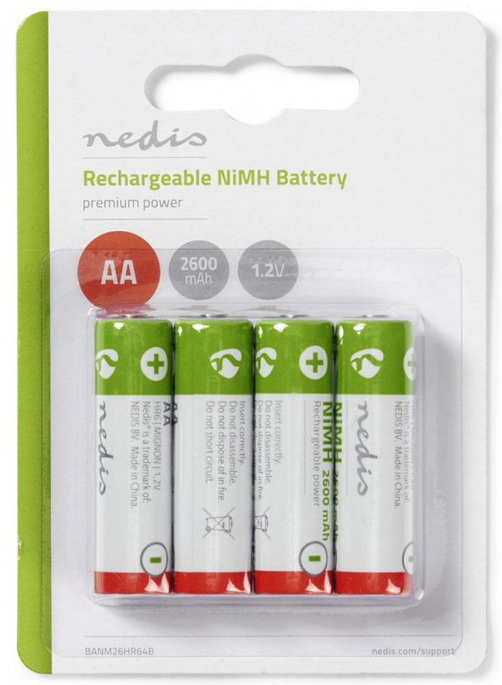 Nedis 4st Ni-Mh AA Laddbara batterier 2600 mha - kungstv