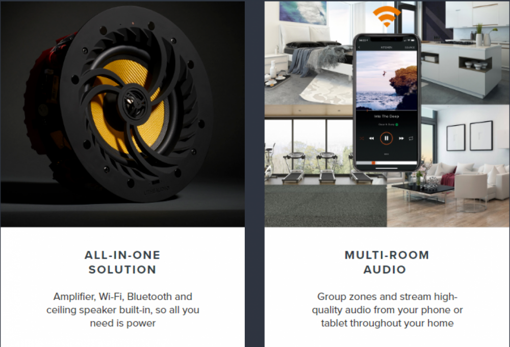 Lithe Audio Pro Serie WiFi All-in-one Celing Speaker - WiSA - kungstv