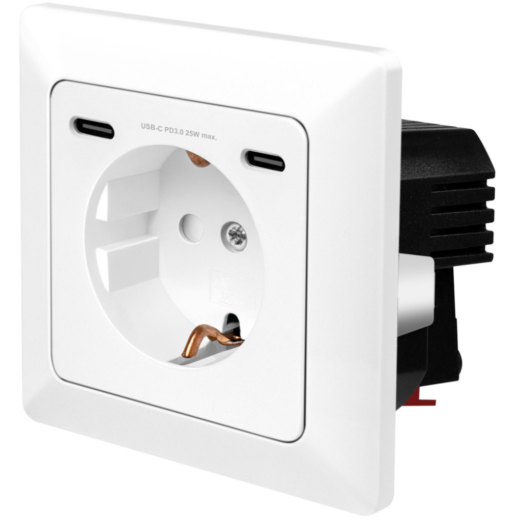 Logilink Vägguttag 230 volt med 2st USB-C uttag - kungstv